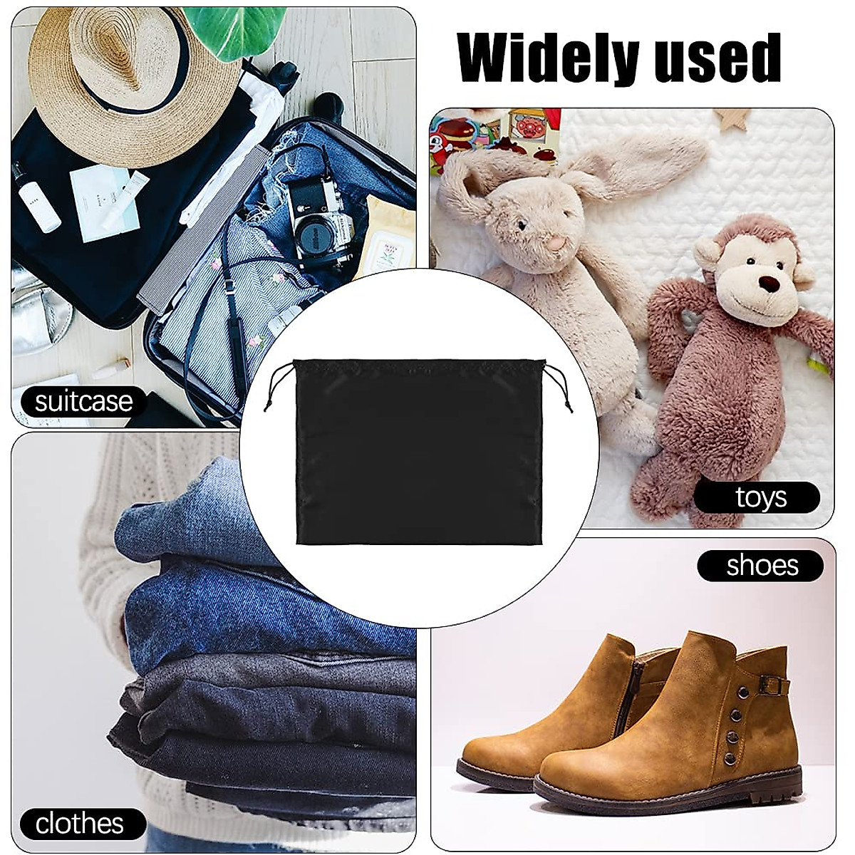 2 PCS Dust Cover Storage Bags Dust Bags for Handbags Large, Silk Drawstring Purse Storage Bag for Handbags Purses, Shoe Boots, Travel Organizer (Black + White, 23.6 * 19.6 in)