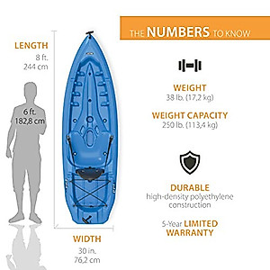 Lifetime Lotus Sit-On-Top Kayak with Paddle (2 Pack), Blue, 8'