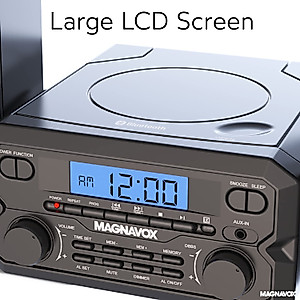 Magnavox MM435M-BK 3-Piece Compact CD Shelf System with Digital FM Stereo Radio, Bluetooth Wireless Technology, and Remote Control in Black | LCD Display | AUX Port Compatible | 2022 Version |