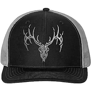 HORN GEAR Trucker Hat - Deer Skull Hat Edition (Black/Charcoal)