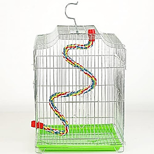 QR Bird Rope Perch Bird Toys Bird Cage Accessories Both Ends Can Be Fixed Colored Ropes Bend Bungee Natural for Parakeets Cockatiels, Conures, Macaws, Lovebirds, Finches