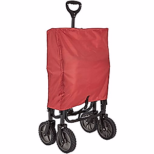 Amazon Basics Collapsible Folding Outdoor Utility Wagon with Cover Bag, Red