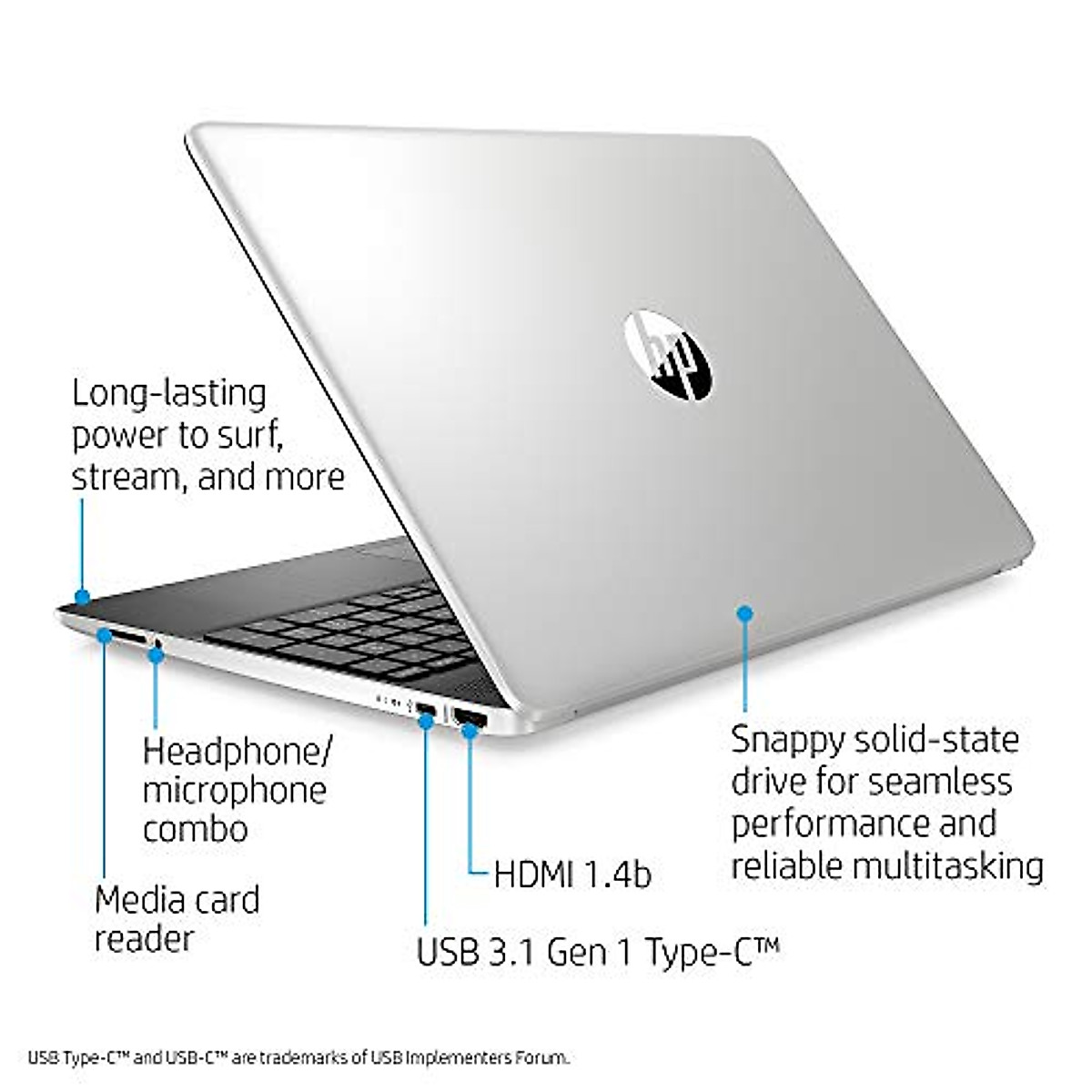 HP 15-Inch HD Touchscreen Laptop, 10th Gen Intel Core i5-1035G1, 8 GB SDRAM, 512 GB Solid-State Drive, Windows 10 Home (15-dy1020nr, Natural Silver), 15-15.99 inches
