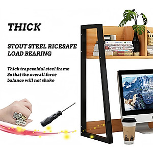 Cmzbock Computer Desktop Bookshelf,Desk Hutch,3-Tier Wood Hutch Bookcase Organizer,Easy to Install,for Home Office Dorm Furniture Wood Hutch Bookcase (Dark Oak Color, 45.2in)