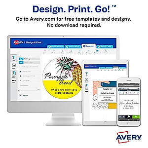 Avery Printable Blank Oval Labels, 1.5"x 2.5", White Dissolvable, 90 Customizable Labels (4223)