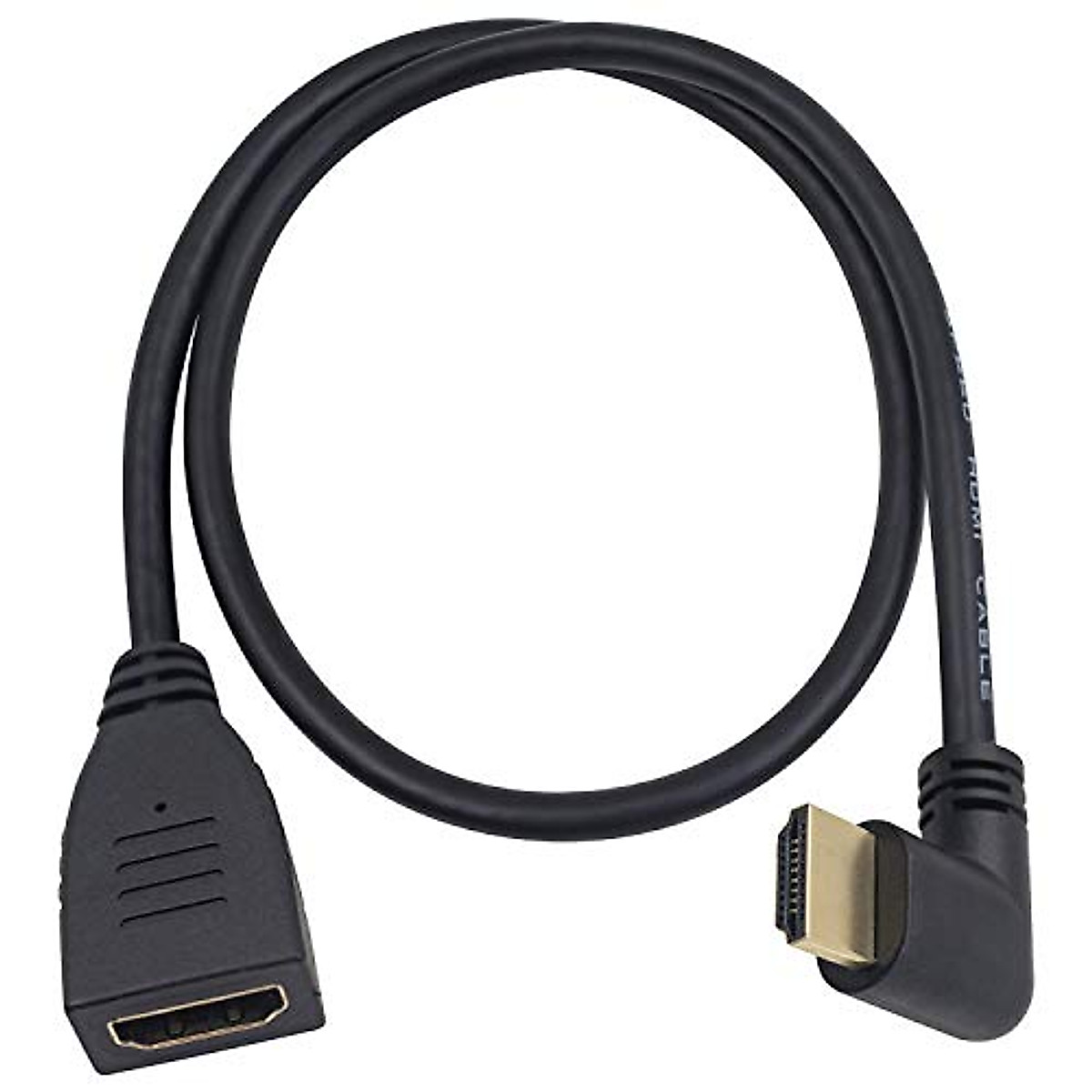Poyiccot HDMI 2.0 Extension Cable 90 Degree, 2 Feet / 60cm HDMI Extender High Speed Left Angle HDMI Male to Female Extension Cable 60Hz, 4K 2K (F/M Left)