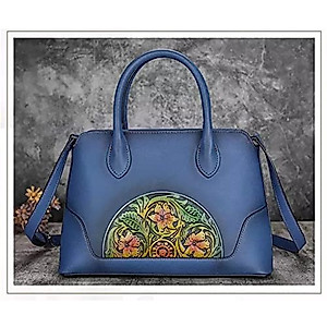 LHLLHL Vintage Floral Ladies Tote Bag Hand Embossed Handbag Versatile Women's Shoulder Messenger Bag (Color : C, Size : 30(L)*18(H)*12(W) cm)