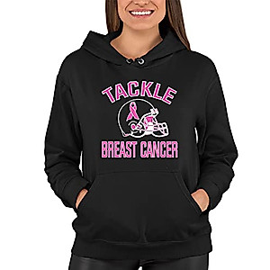 Go All Out Large Black Mens Tackle Breast Cancer Football Sweatshirt Hoodie