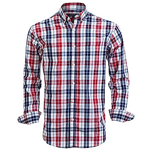 Double Pump Mens Button Down Shirts Cotton Long Sleeve Shirts Regular Fit (SL02A,L)