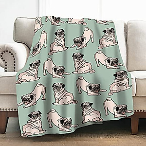 Levens Pug Dog Blanket Gifts for Women Girls Mom, Adorable Cartoon Animals Decoration for Home Bedroom Living Room Sofa Office, Soft Comfortable Lightweight Throw Blankets 50"x60"