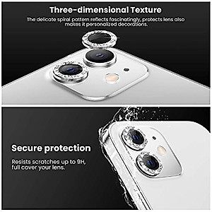 Tensea Compatible with iPhone 12 / iPhone 12 mini Camera Lens Protector, 9H Tempered Glass Camera Cover Screen Protector for iPhone12 mini 5.4 inch / iPhone12 6.1 inch 2020 (Diamond)