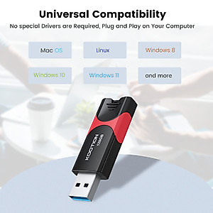 KOOTION 128 GB USB 3.0 Flash Drive Thumb Drive Retractable 128G Zip Drive Ultra High Speed USB Stick Jump Drive Rugged Memory Stick with LED Indicator for Data Storage and Transfer