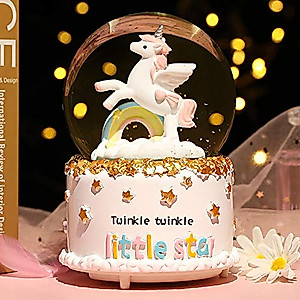 Unicorn Snow Globe, VECU 3.14 Inch Unicorn Music Snow Globes with Automatic Snowfull,Christmas Birthday Gift for Girl Boy