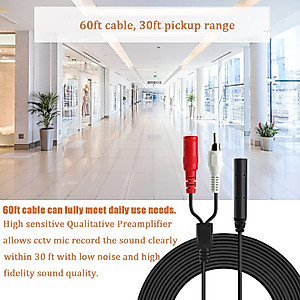 Dacheng xiaochen CCTV Microphone, High Sensitive Security Camera Microphone CCTV Audio Pickup Device Mic with 60 Ft Cable, 3.5mm PickupAPMic-60ft 0