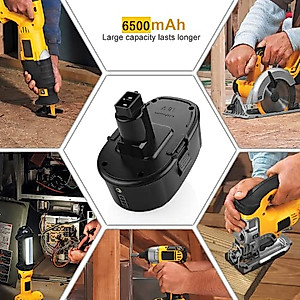 Bakipante Replacement 6.5Ah Lithium Dewalt 18V Battery for Dewalt 18 Volt XRP Battery DC9096 DC9098 DC9099 DE9039 DE9095 DE9096 DE9098 DW9095 DW9096 DW9098 DE9503 DC9182 Dewalt Batteries