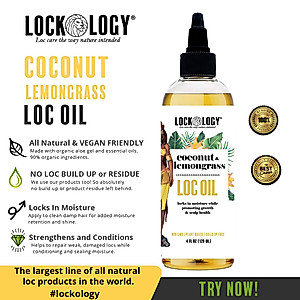 Lockology Loc Oil; Coconut Lemongrass Loc Moisturizer for Dreads; Hair Oil for Locs Products for Dreadlock Products
