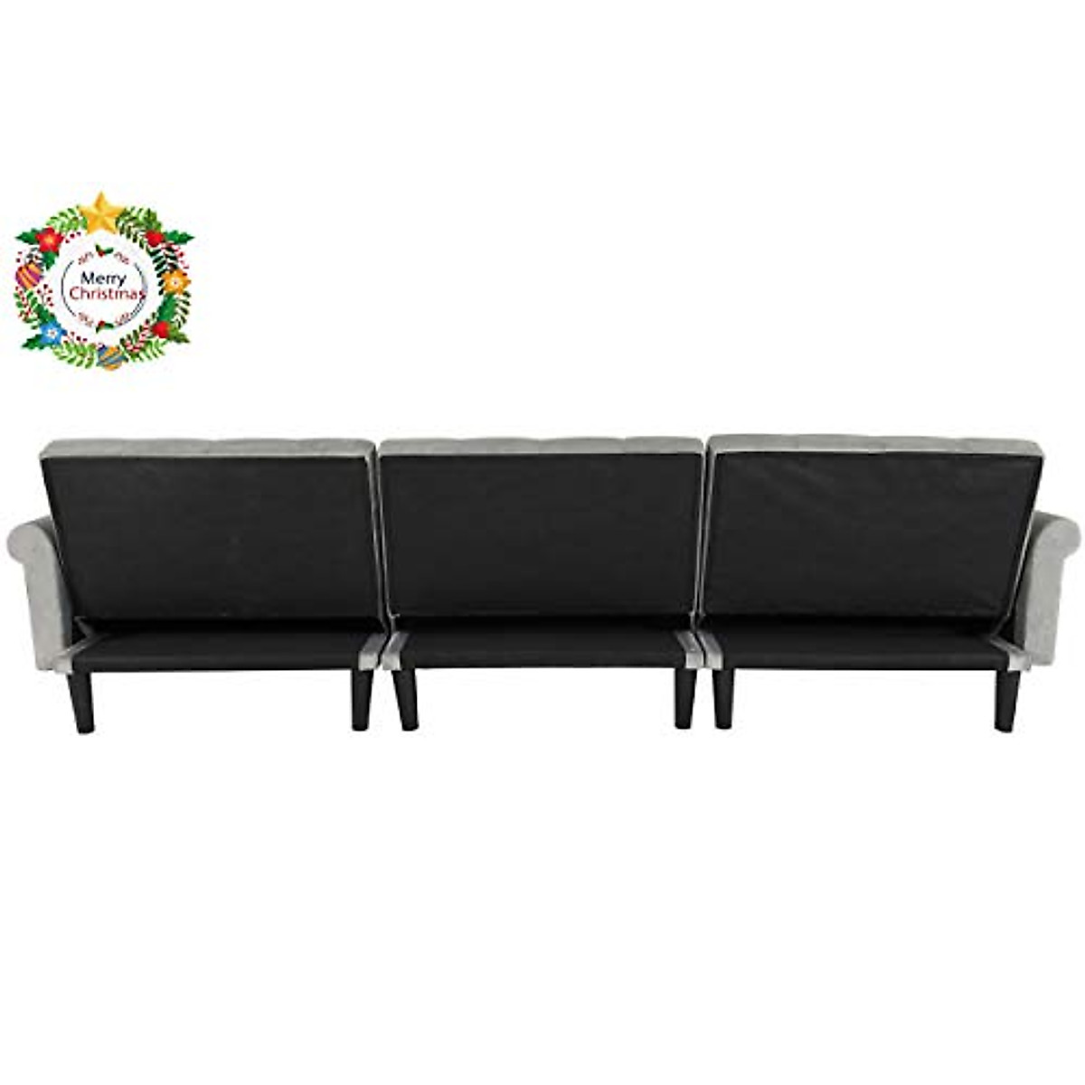 Zushule Convertible Sectional Couch with Chaise Lounge for Living Room, Comfy Velvet Fabric L-Shaped Reversible Reclining Sofa with 3 Seats and Pillows, for Small Apartment and Spaces - (Light Grey)