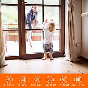 YOOGO Door Draft Stopper,38 Inch Door Draft stoppers for Bottom of Door,Waterproof Weight Duty Under Door Noise Cold Air Light Blocker,Machine Washable Brown Door Snake