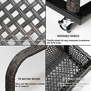 IDEALHOUSE Poolside Float Storage, Outdoor Storage, Patio Poolside Float Storage Basket, Storage Box, PE Rattan Outdoor Pool Caddy with Rolling Wheels for Floaties, Beach-Sturdy & Movable,Black-brown