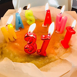 Red Birthday, 1 Candle 1st One Year Cake Bady Roman Numberal Cool Number Candle No 10 11 12 13 14 15 16 17 18 19