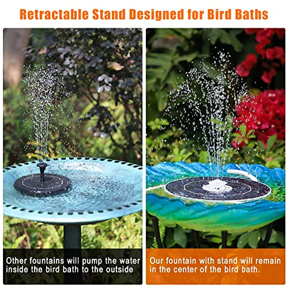 AISITIN 3.5W LED Solar Bird Bath Fountains Upgraded, Solar Fountain with 8 Nozzles, 3000 Battery & 3 Brackets, Floating Solar Powered Water Pump for Garden, Pond, Bird Bath and Pool