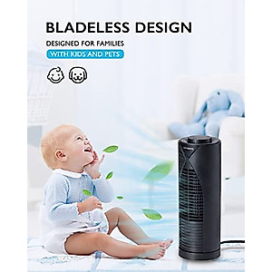 Kimviento Small Tower Fan, 80° Oscillating Fan, Portable Desk Table Fan with 3 Speeds, Quiet Cooling, 13 Inch Personal Bladeless Fan for Bedroom Home Office Desktop