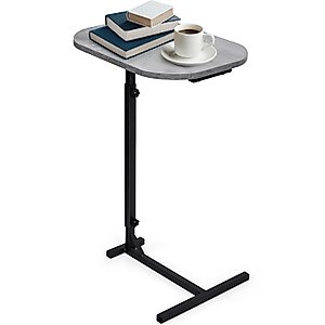 WHEARTED Small Side Table for Small Spaces, C Shaped End Table Slide Under Sofa Couch and Bed, Height Adjustable C Table End Table with Metal Frame for Living Room, Bedroom, Bathroom Gray