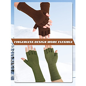 Eurzom 4 Pairs Winter Fingerless Gloves for Men Women Knit Long Cuff Stretchy Typing Gloves Warm Half Finger Gloves for Driving Working Office