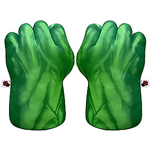 Superhero Hands Gloves Superhero Toy Fists Kids Soft Plush Superhero Costume Accessories Superhero Costumes Gloves Cosplay for Boy Girl Christmas Halloween Birthday Gift (1 Pair) Green