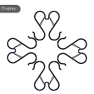 FOONLOK 8PCS S Hooks for Hanging - S Shaped Hooks for Kitchen Utensil and Closet Rod - Black S Hooks for Hanging Plants, Pots and Pans, Bags - Heavy Duty Rustproof Safety Buckle Design - 3.5 Inch