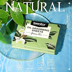 Teenitor 400 Counts Oil Blotting Sheets for Face, Green Tea Oil Absorbing Sheets Blotting Paper for Oily Skin, Oil Absorbent Pads Face Oil Wipes Oil Sheets for Women, Oil Control Film Large 10cmx7cm