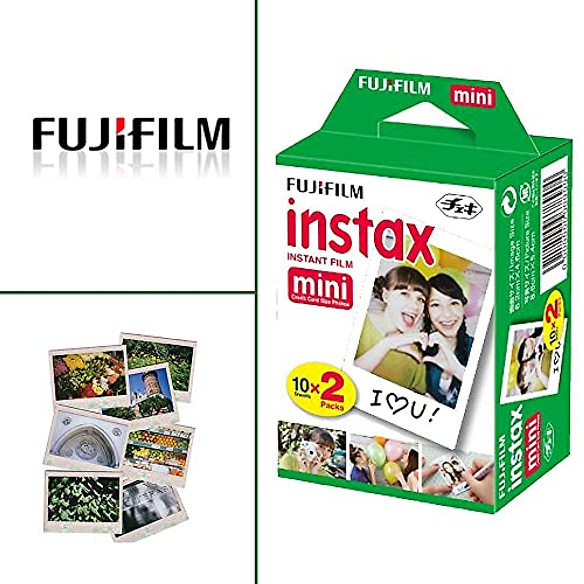 Fujifilm Instax Mini 11 Instant Camera - Blush Pink (16654774) + Fujifilm Instax Mini Twin Pack Instant Film (16437396) + Single Pack Rainbow Film + Case + Travel Stickers