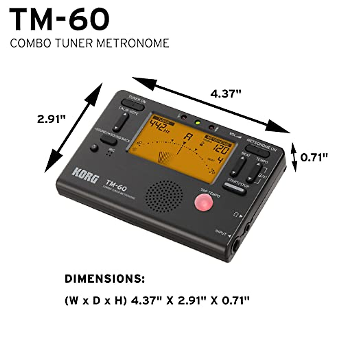 Korg TM60BK Tuner Metronome, Black