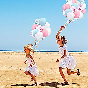 60 Pieces 12 Inch Gender Reveal Pink Blue Balloons Confetti Balloons Pastel Balloons for Wedding Baby Shower Birthday Party Supplies