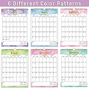 2023-2024 Wall Calendar - 18 Monthly Wall Calendar 2023-2024, 12" x 17", Jul. 2023 - Dec. 2024, Twin-Wire Binding, Hanging Hook, Blocks and Julian Dates - Colorful Waterink