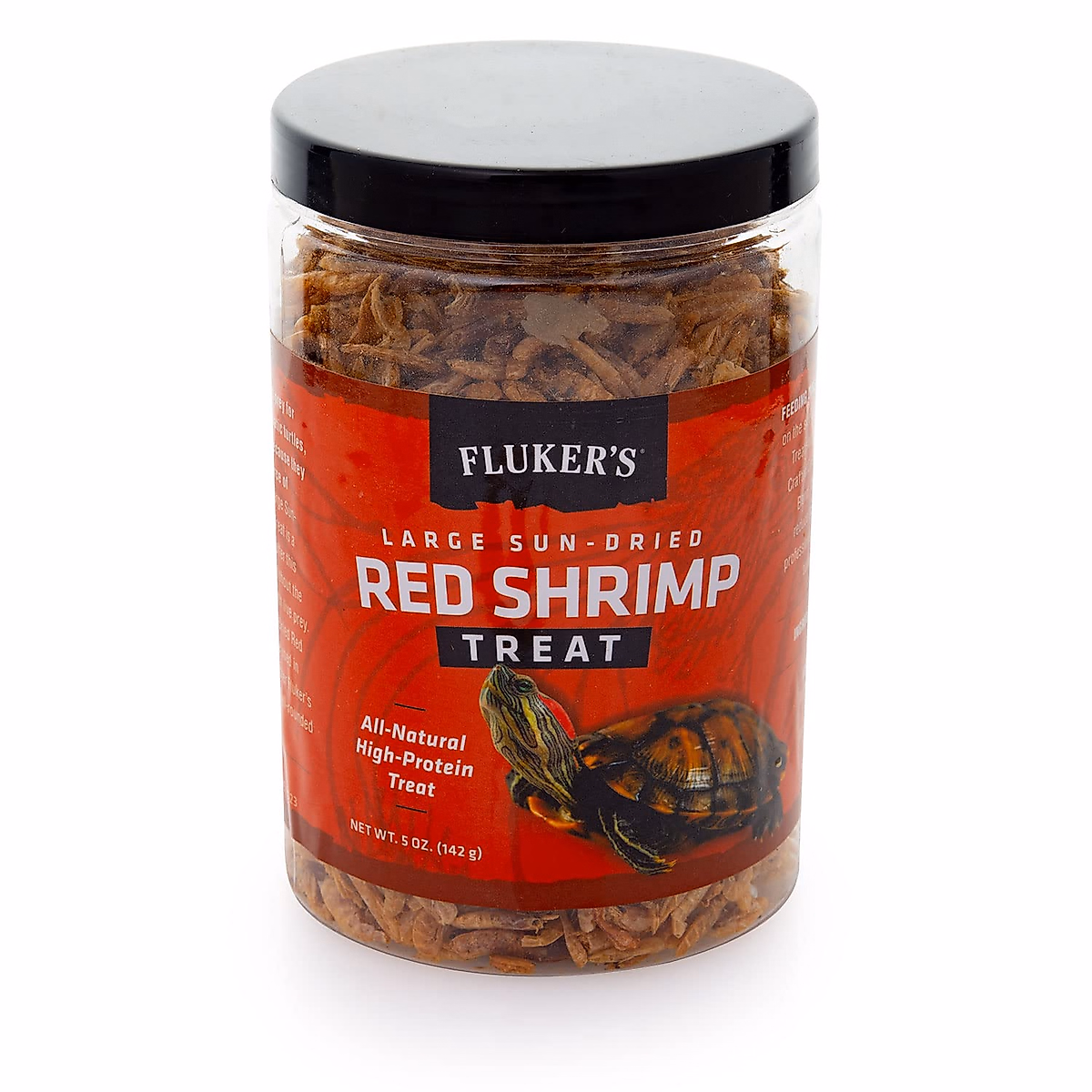 Fluker's All Natural Large Sun-Dried Red Shrimp, High Protein Treats, Aquatic Turtle Food, Great for Aquatic Frogs, Tegus, Monitors, and Tropical Fish, 5 oz