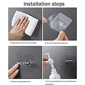 ZQSM New Shower Gel Bottle Rack Hook,Drill Free Transparent and Traceless O Ring Hooks,Shower Gel Bottle Rack Hook Bracket，Multifunctional Round Hook self Adhesive Wall Mounted (20PCS)