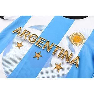 Argentina World Champions Edition Sports Soccer Football Boys Kids Youth Jersey Shirt Kit Set (Size-28 (10-11 Years))