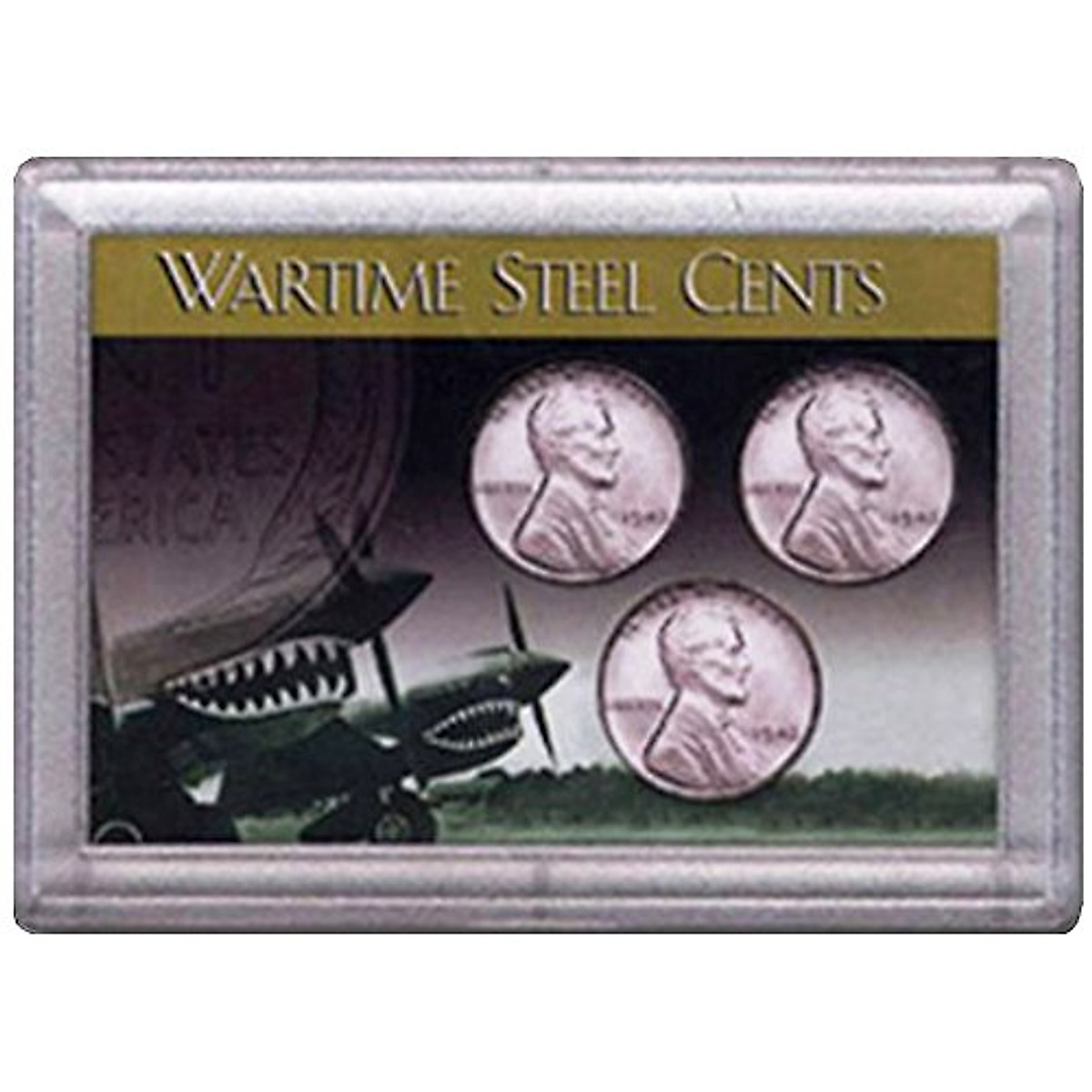 1943 P, D, S Wartime Steel Cents 3 Coin Set in Whitman Holder Circulated