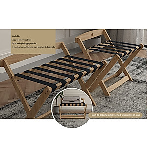 Household Products Wooden Foldable Luggage Rack Portable Hotel Luggage Storage Rack Modern Bedroom Suitcase Luggage Rack Luggage Storage Rack Can Bear 50Kg (Walnut)