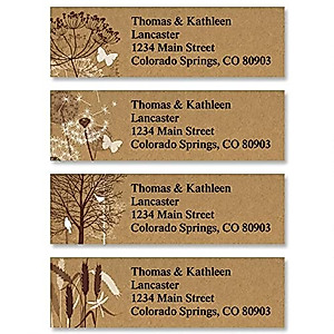 Colorful Images Kraft Foliage Return Address Mailing Labels, Personalize with Name & Addresses, Set of 240 Self Adhesive, Easy Peel Flat Label Sheets, ⅝” x 2”, 4 Designs