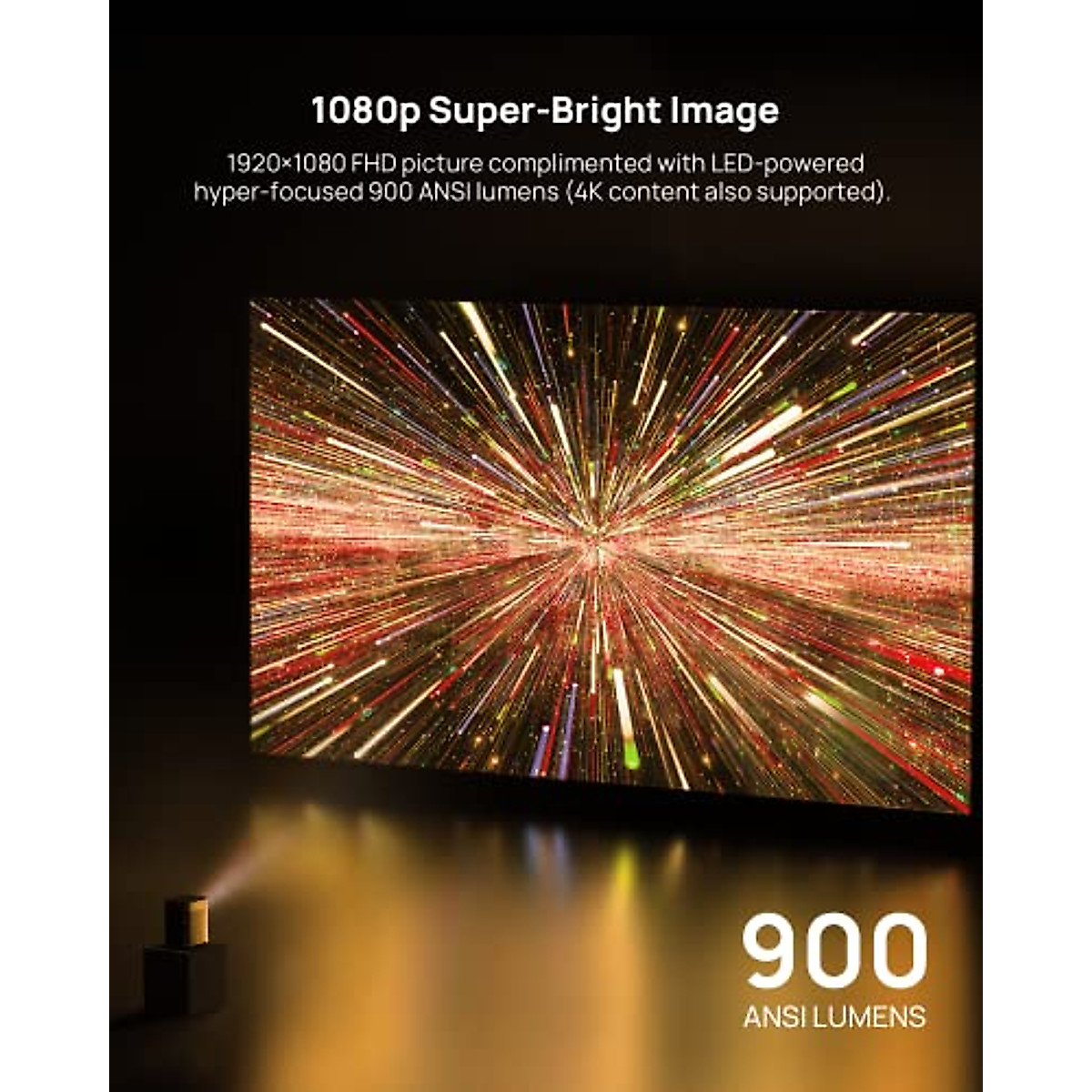 XGIMI Halo+ 1080P Portable Projector, 900 ANSI Lumens with Harman Kardon Speakers, Auto Keystone Correction, Auto Focus, Intelligent Obstacle Avoidance, Intelligent Screen Alignment, Android TV 10.0