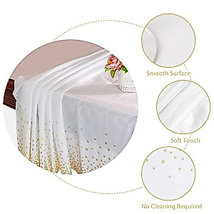 Virgooer 10 Pack Plastic Tablecloths, 54'' X 108'' White Disposable Table Cloths Waterproof Rectangular Table Covers for Parties, Graduation, Wedding, Thanksgiving, Halloween, Christmas, Birthday