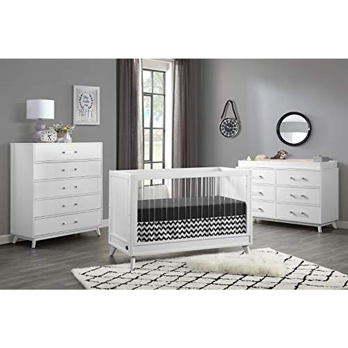 Oxford Baby Holland Modern 3-in-1 Convertible Island Crib, White, GreenGuard Gold Certified