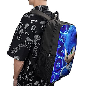 ohlcgin Sonic The Hedgehog Backpack Anime Backpack For Boys Unisex Cartoon Backpack For Teenagers Boys Backpack Girls Backpack Casual Daypack Travel Backpack Teen Bookbags Durable Backpacks, 17inch