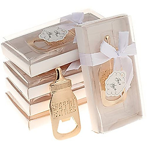 30 Pack Baby Shower and Gender Reveal Bottle Openers Party Favors Souvenirs for Guests with Gift Boxes for Boy and Girl Newborn (White - Baby Bottle, 30)
