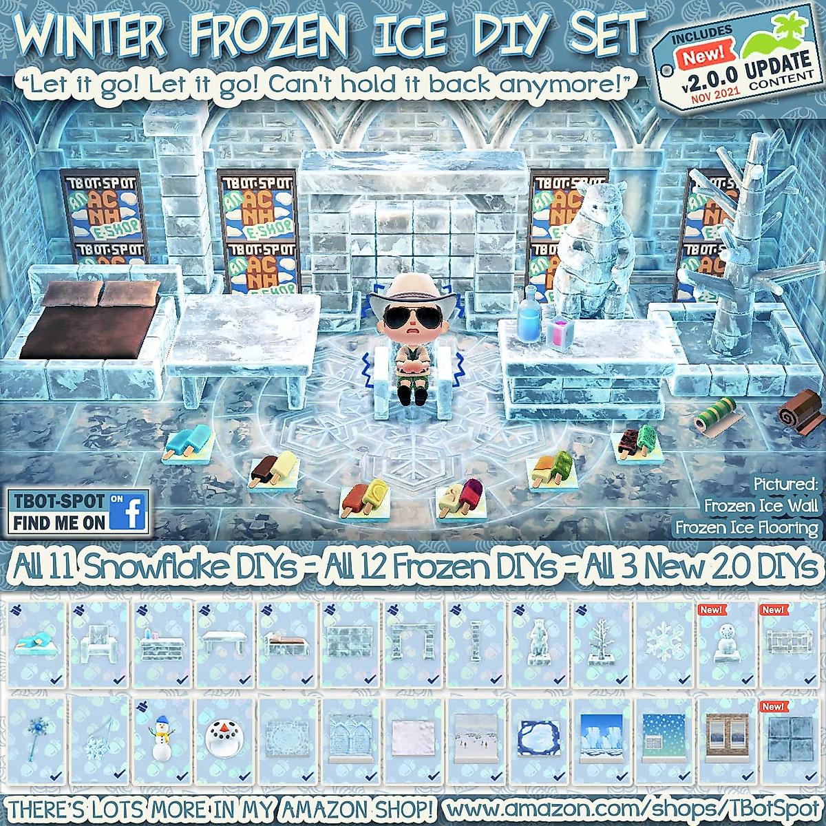 ACNH: Winter Snow & Ice Mega Set | 22 DIY Recipes | Crafting Materials | 1.0 Base Game Content