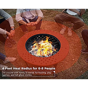 fissfire 36 Inch Outdoor Fire Pits, Wood Burning Firepit with 2 BBQ Grill & Lid, Metal Round Table for Bonfire Patio Backyard Garden Camping Beach