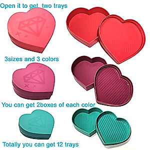 Diamond Painting Bead Sorting Trays, Diamond Art Tray, Small Storage Container Boxes for Small Items Things Small Parts with Hinged Lid,Heart Plastic Gift Box,Small Plastic Boxes 6PC