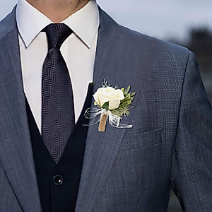 DearHouse 2 Pack Boutonniere Buttonholes and Wrist Corsage Wristband Roses Wrist Corsage, Groom Groomsman Best Man and Girl Brides Rose Wedding Flowers Accessories Prom Suit Decoration